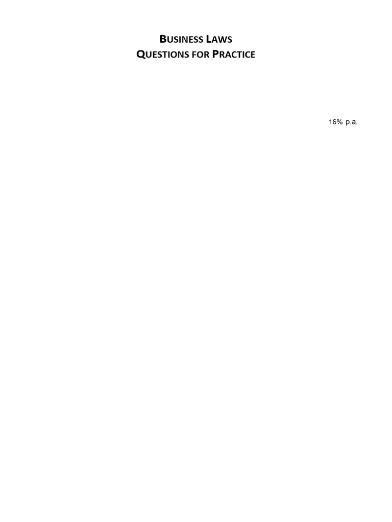 Business Law Practice Questions Analysis | PDF | Loans | Breach Of Contract