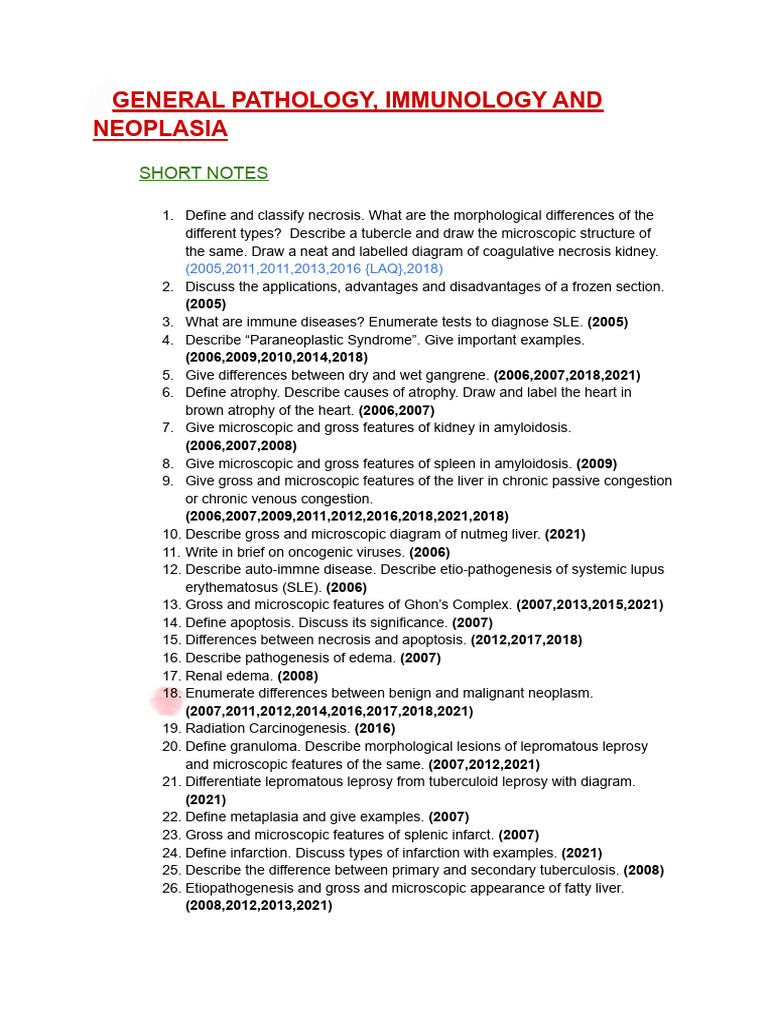 Pathology Question Bank 2 | PDF | Anemia | Cytopathology