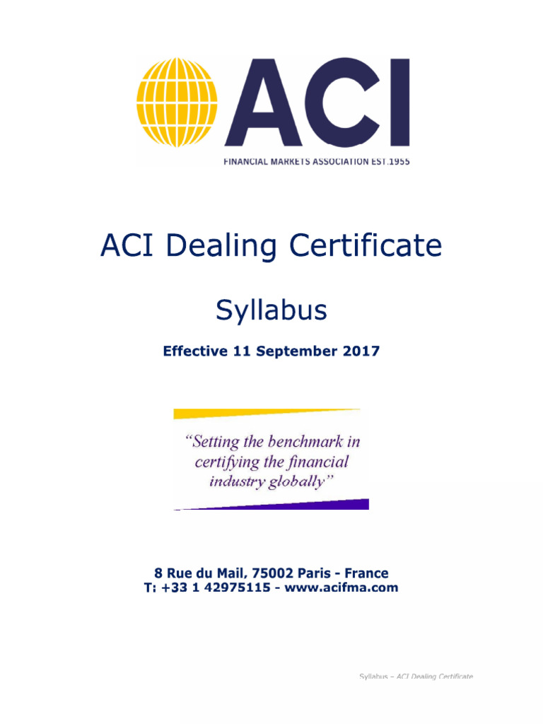 ACI Dealing Certificate Syllabus (PDFDrive) | PDF