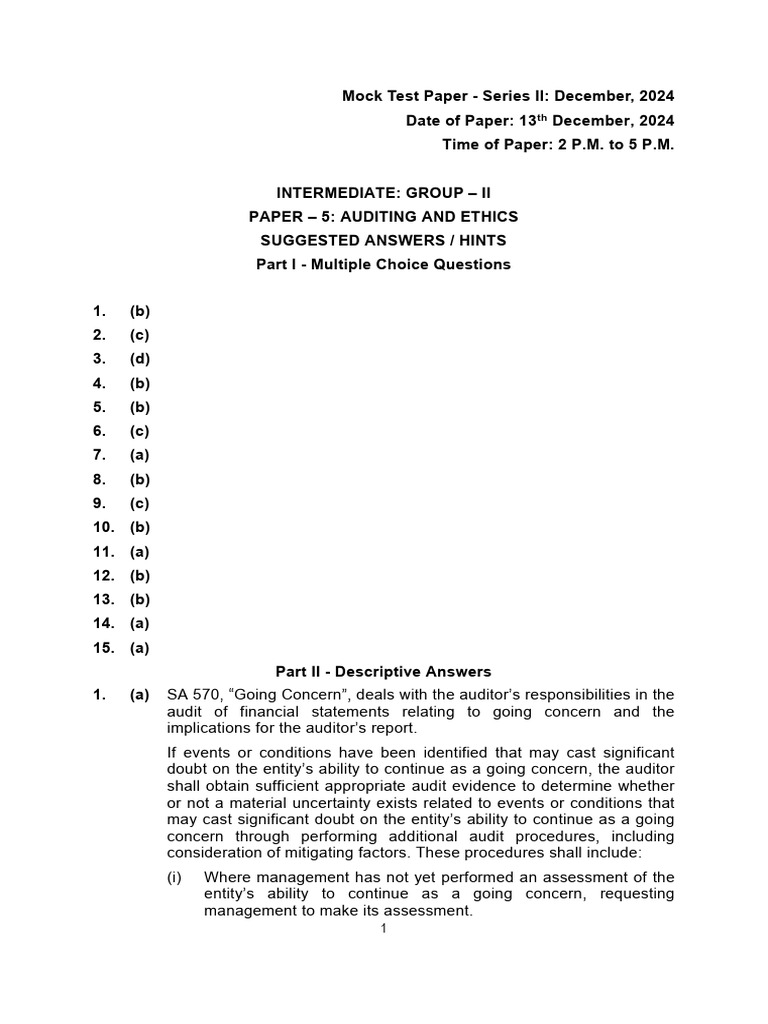 MTP 40 52 Answers 1734321657 | PDF | Audit | Going Concern