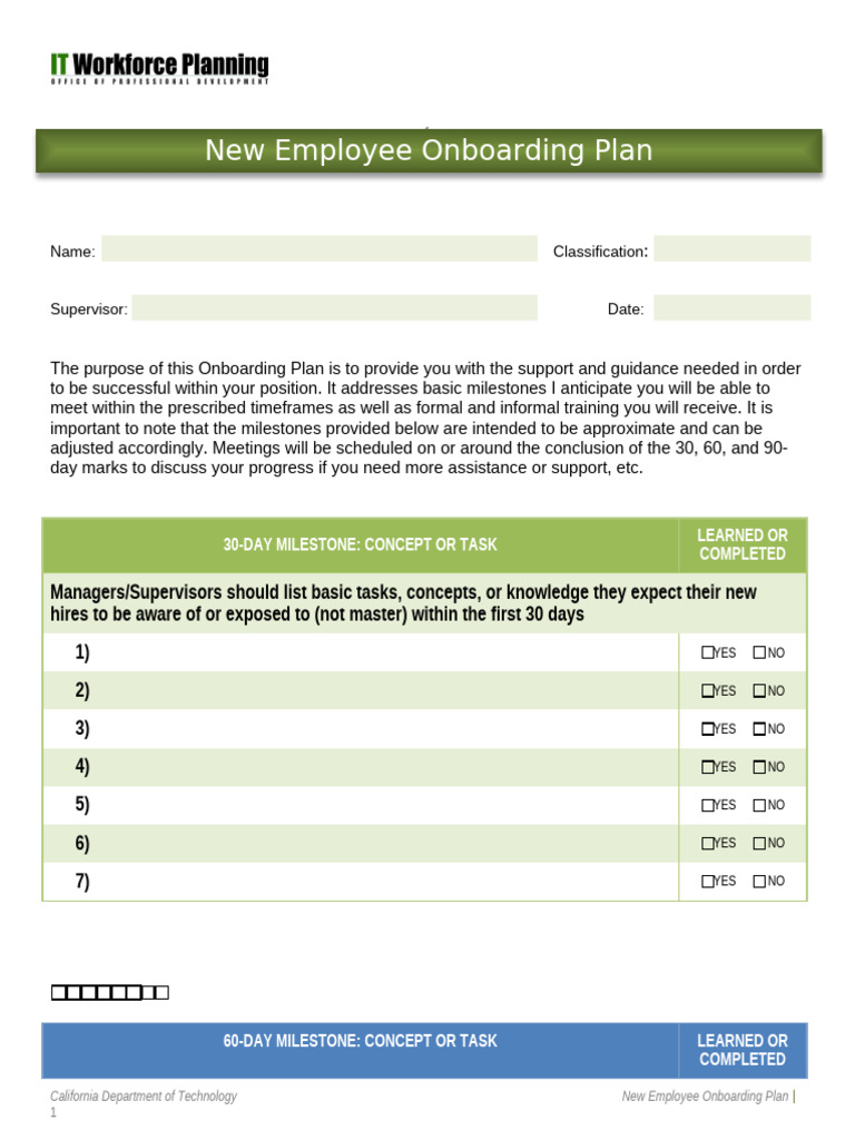 New Employee Onboarding Plan Template | PDF