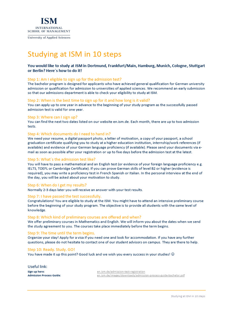 Studying at Ism in 10 Steps | PDF | Test Of English As A Foreign Language