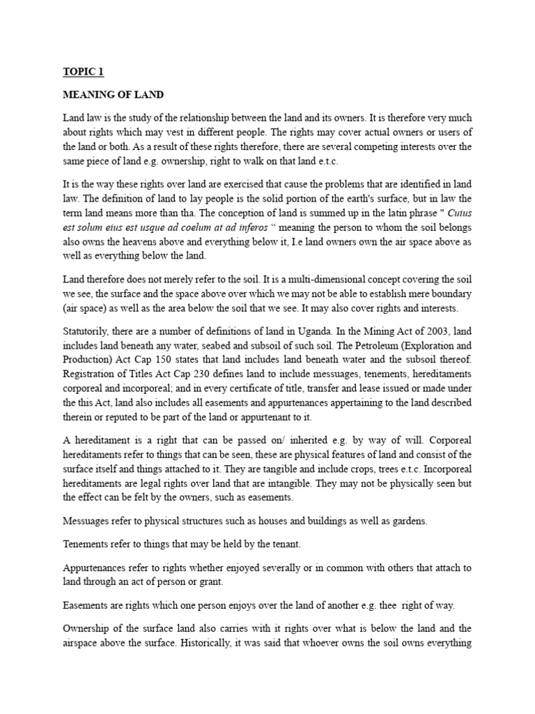 Foundations of Land Law Notes | PDF | Trespass | Private Law