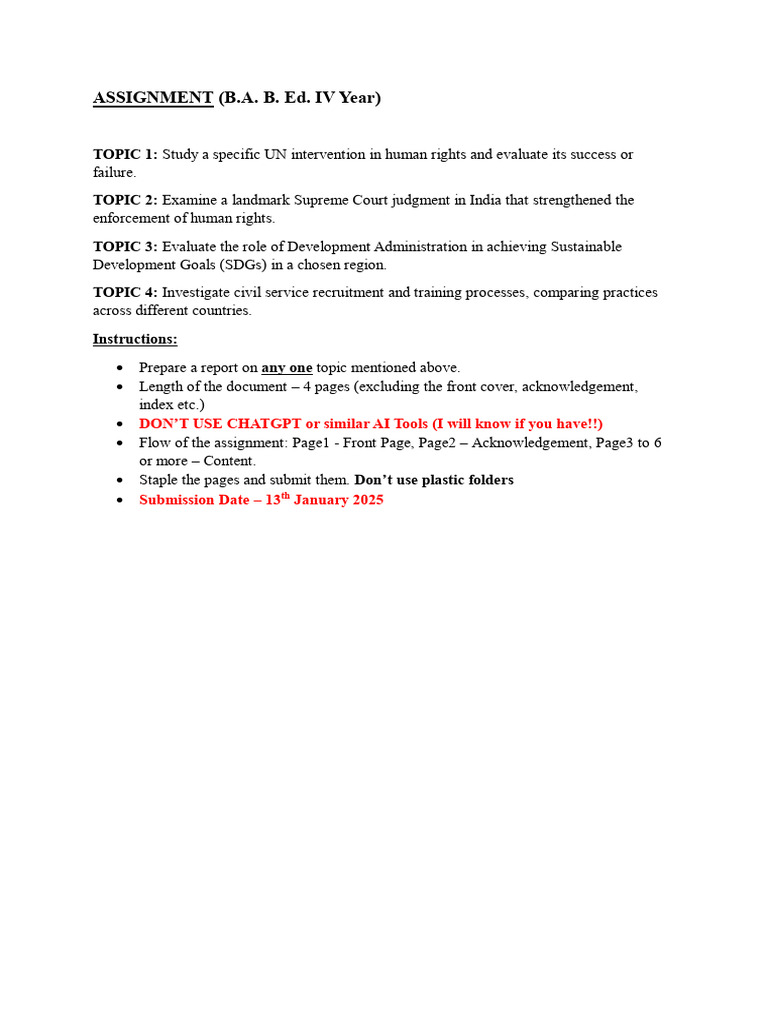 Assignment 4th Year | PDF