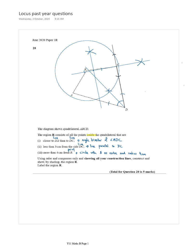 Locus Past Year Questions | PDF