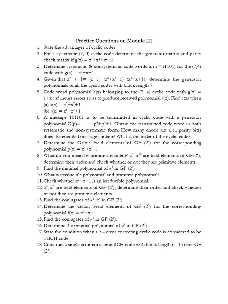 Practice Questions for Module III | PDF