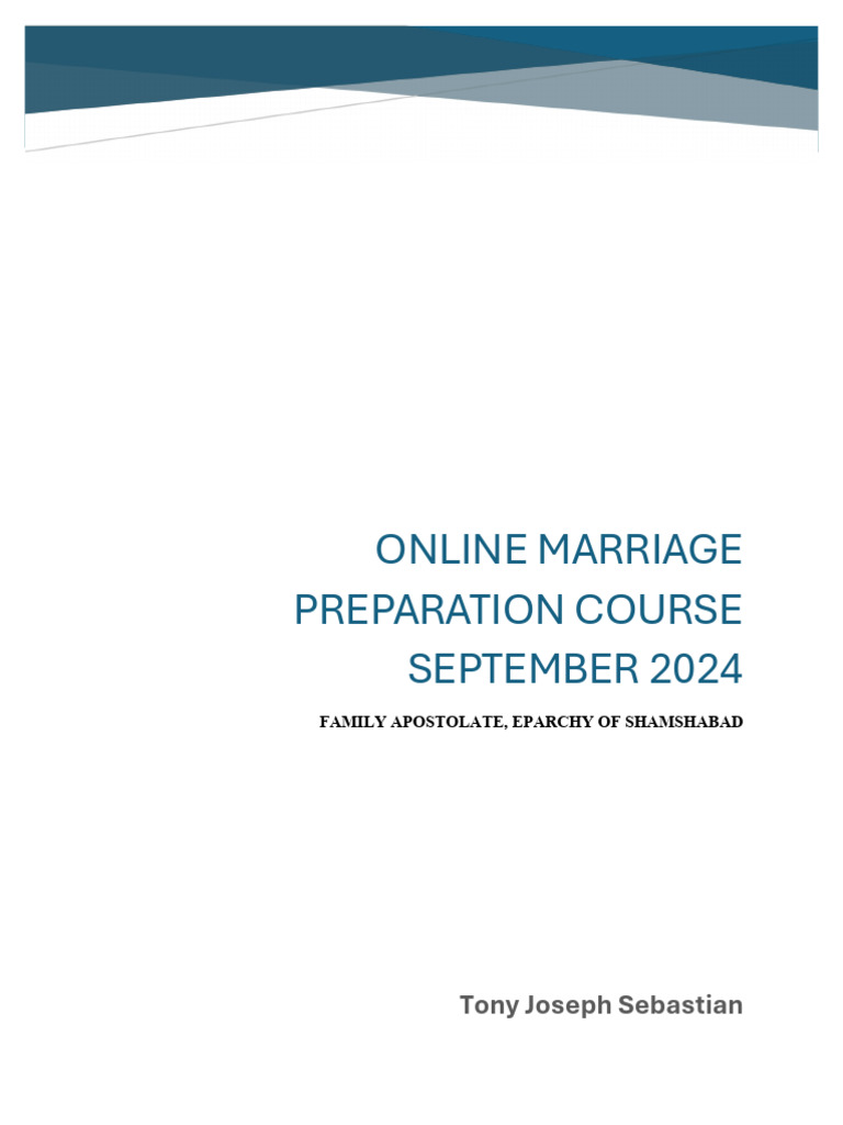 Marriage Preparation Course Tony Sebastian | PDF | Intimate ...
