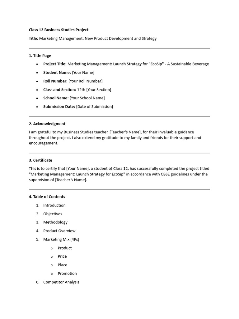 Class 12 Business Studies Project | PDF | Marketing | Pricing