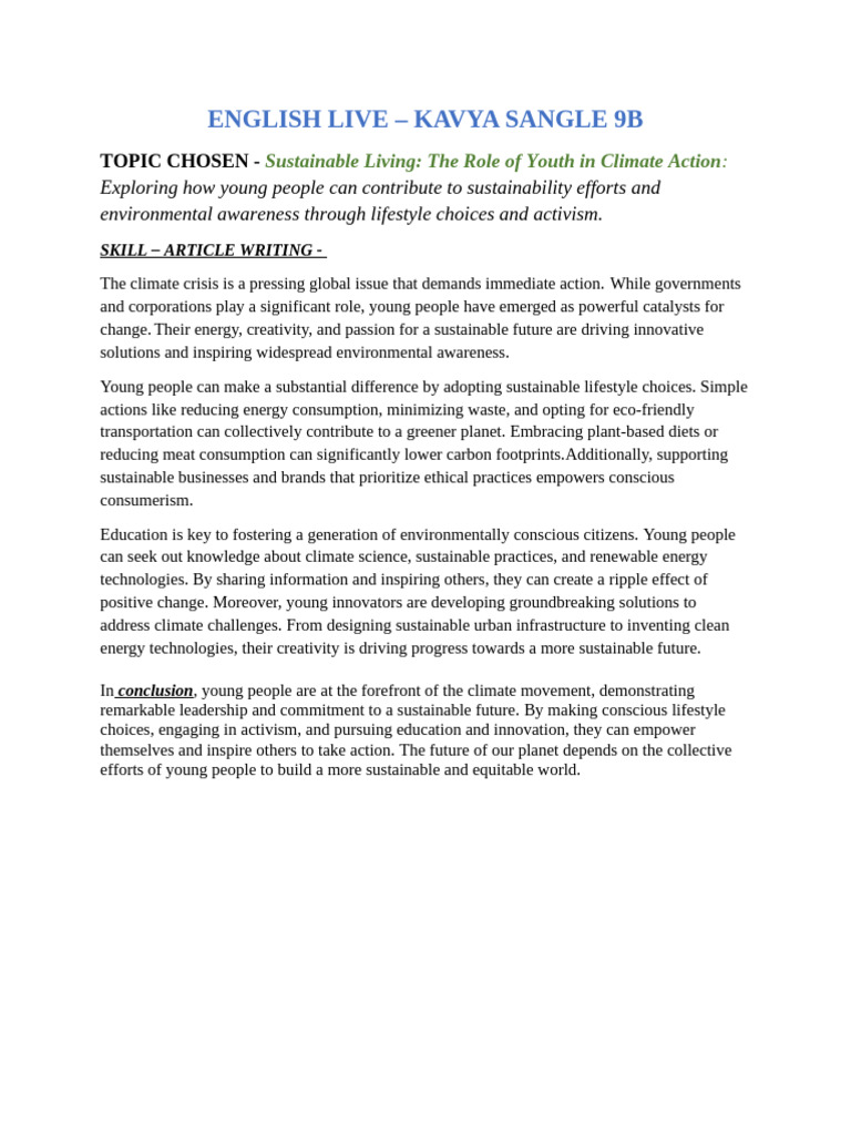 Kavya Sangle English Live | PDF