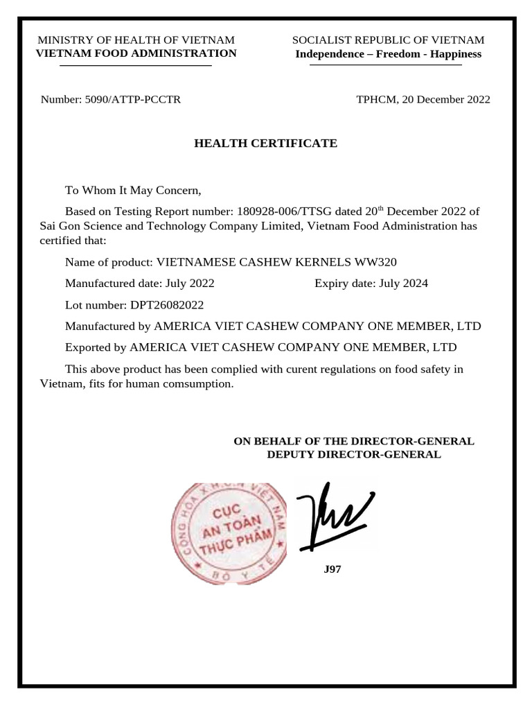 Certificate of Health | PDF