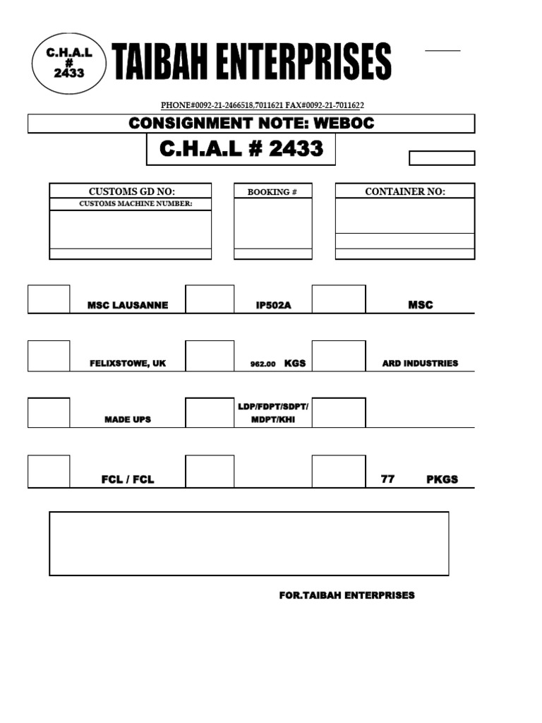 New Consignment Note-9 | PDF