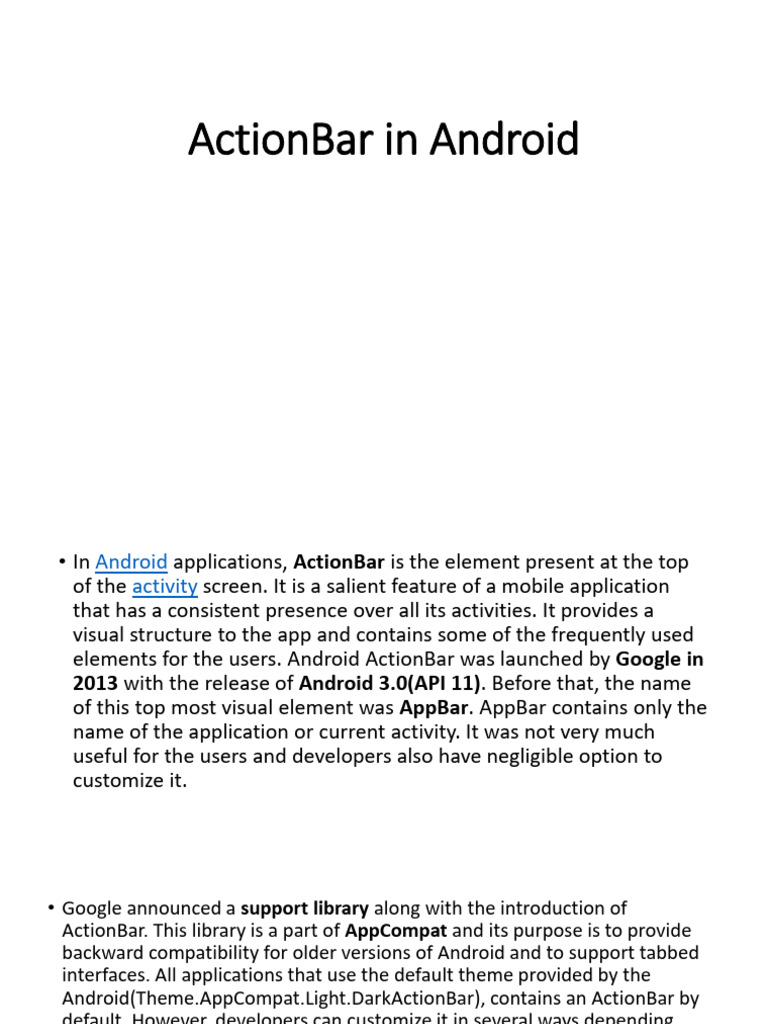 ActionBar in Android | PDF | Android (Operating System) | Directory ...