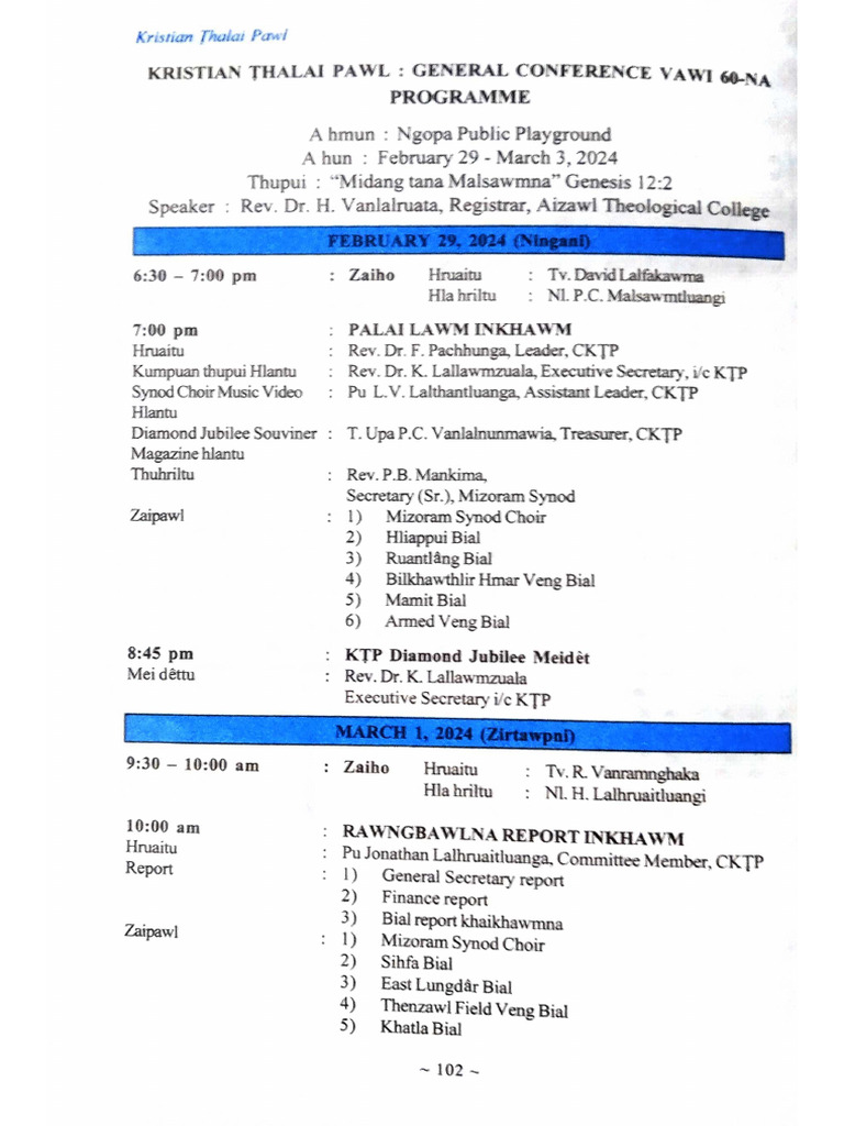 2024 K P General Conference Programme | PDF