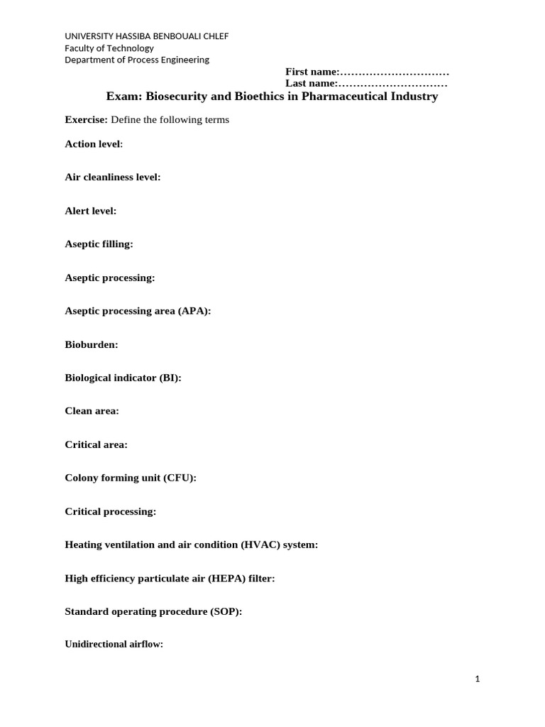 Biosecurity Terms and Clean Room Design | PDF