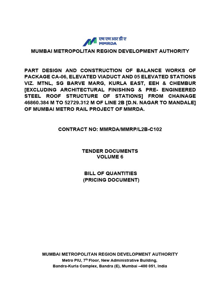 6. C102, Vol.06, BOQ | PDF | Concrete | Deep Foundation