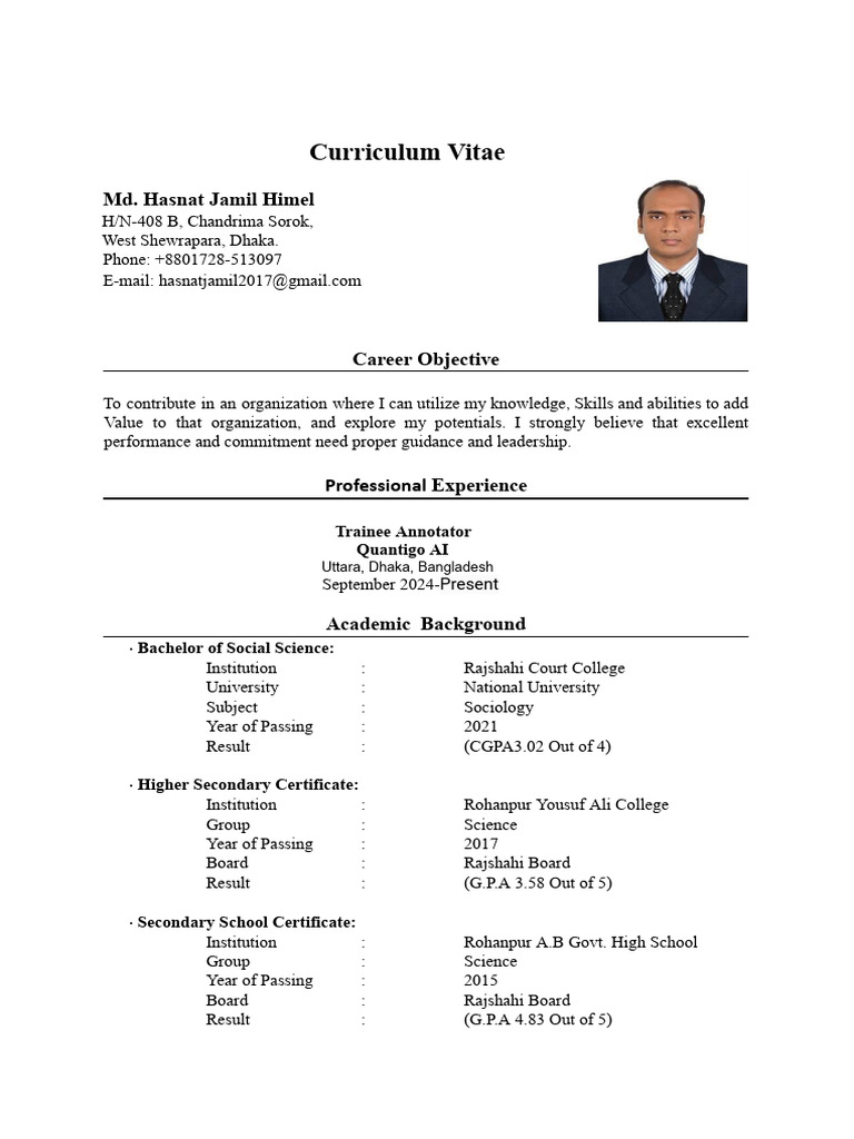 CV of Hasnat Jamil Himel | PDF