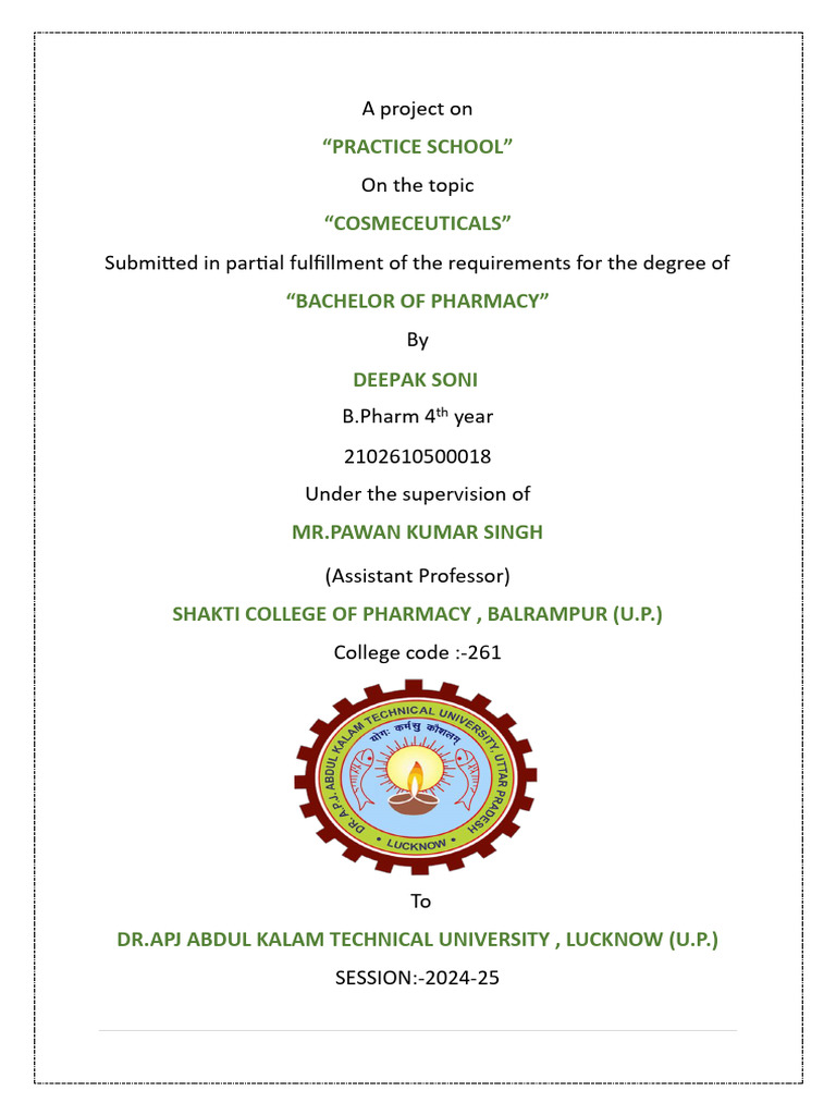 Deepak Soni (1) | PDF | Cosmetics | Antioxidant