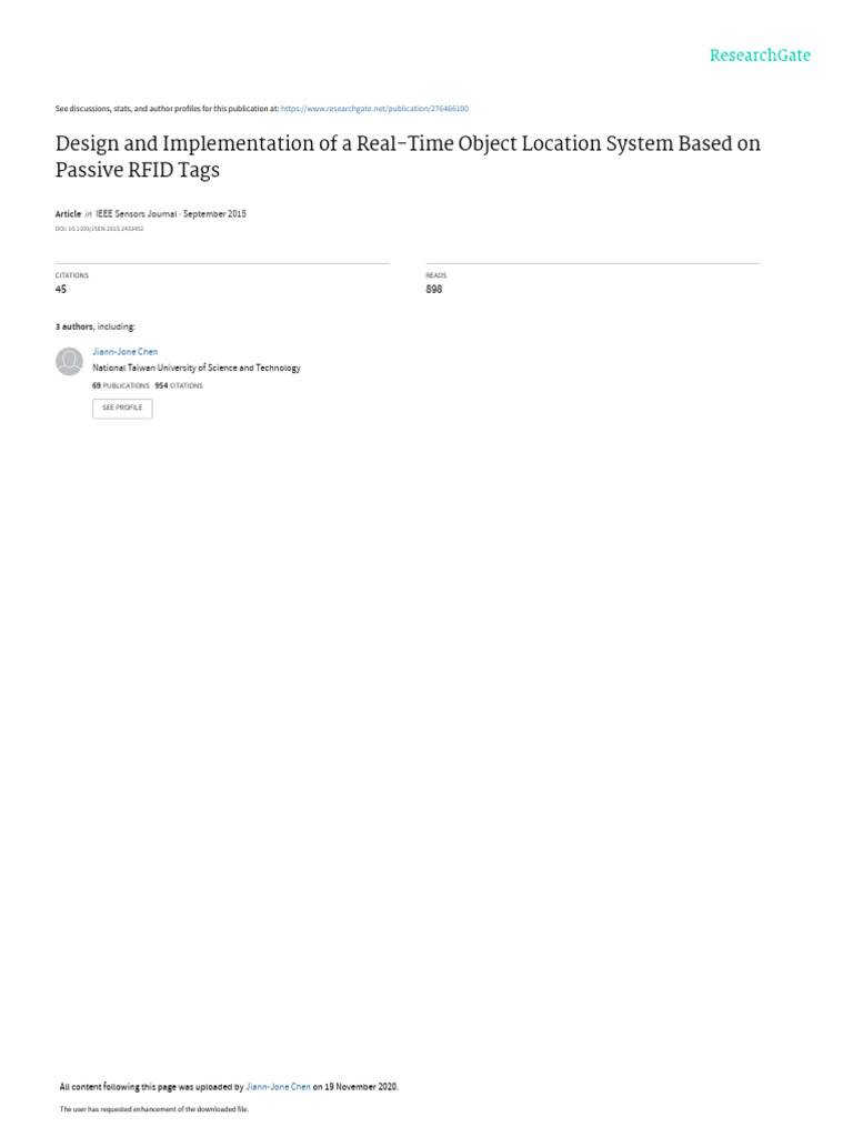 Design and Implementation of A Real-Time Object Location System Based On Passive RFID Tags | PDF ...