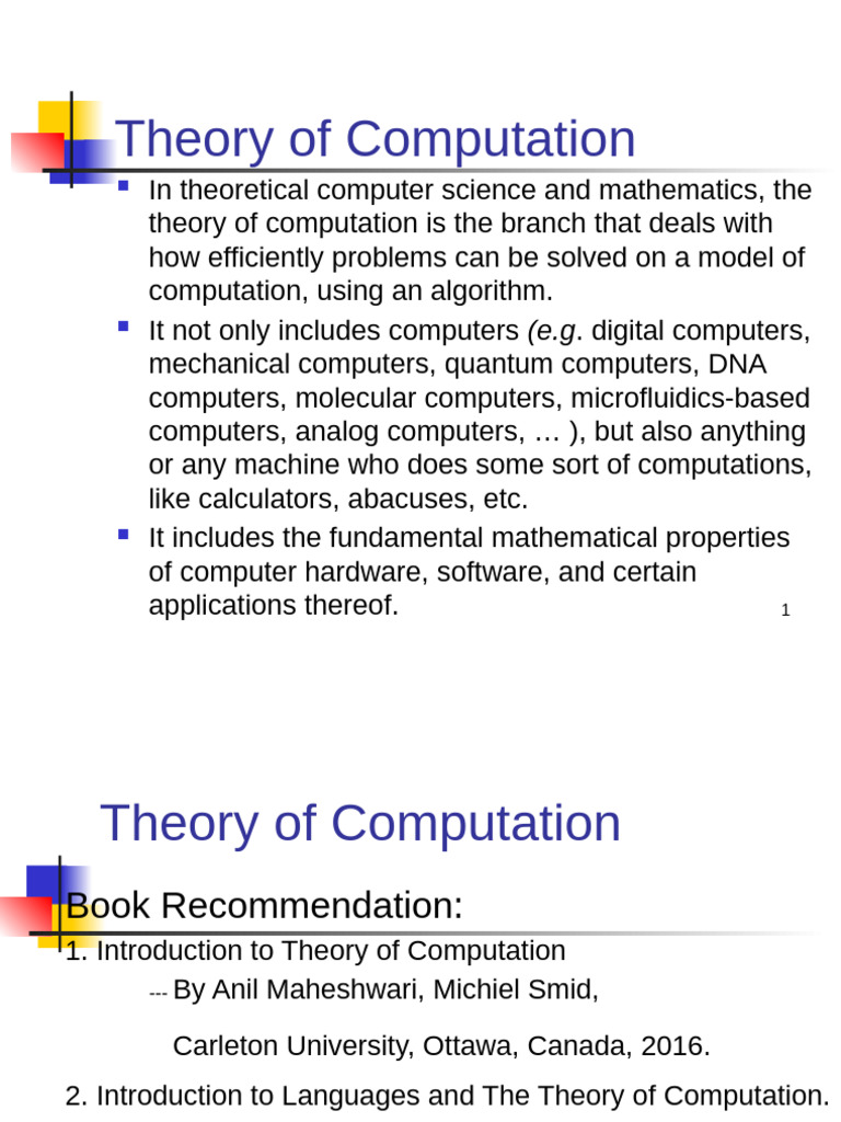 01. Intruduction to Theory of Computation | PDF | Theory Of Computation | Computational ...