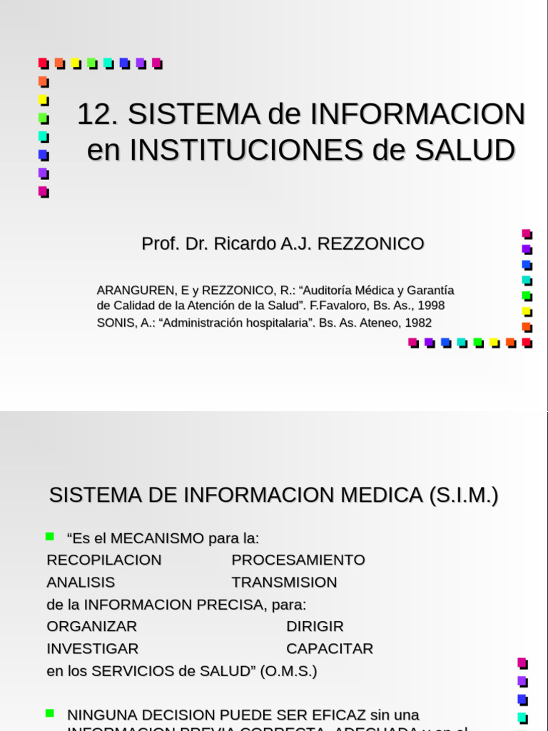 12. SISTEMA DE INFORMACION EN INSTITUCIONES DE SALUD | PDF | Diagnostico medico | Población