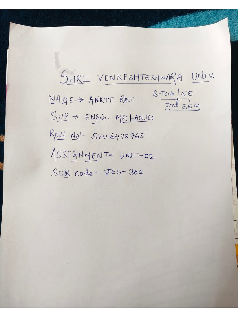 Assignment unit 2 JES-301 Engg.Mechanics | PDF