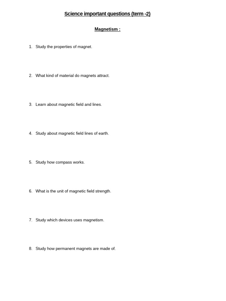 Science Important Questions | PDF
