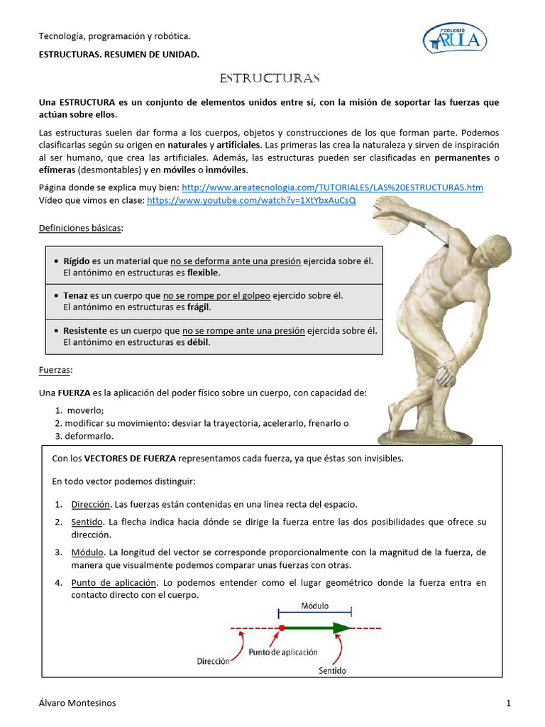 Estructuras. Resumen de Unidad | PDF | Fuerza | Vector Euclidiano