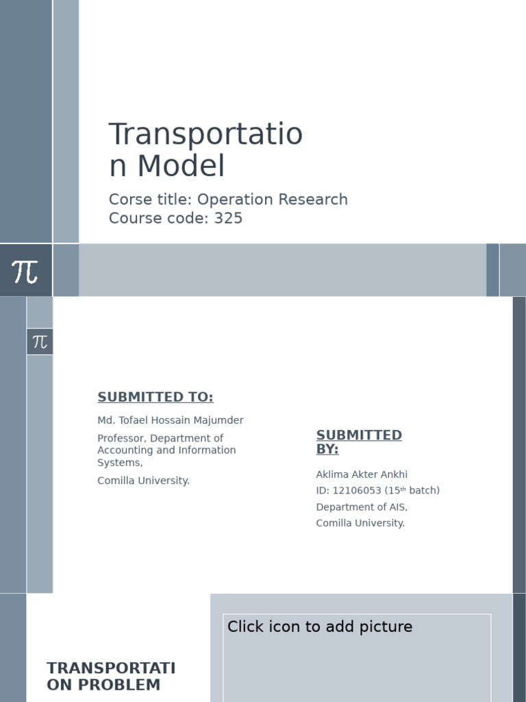 Transportation Model | PDF | Applied Mathematics | Algorithms