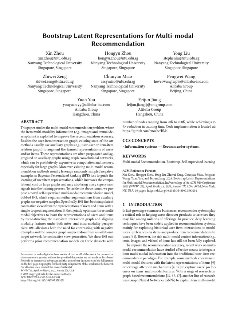 2023-Bootstrap Latent Representations For Multi-Modal | PDF | Matrix (Mathematics) | Artificial ...
