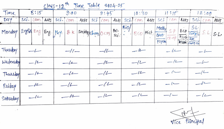 Class 12 - Provisional Timetable 2024-25 | PDF
