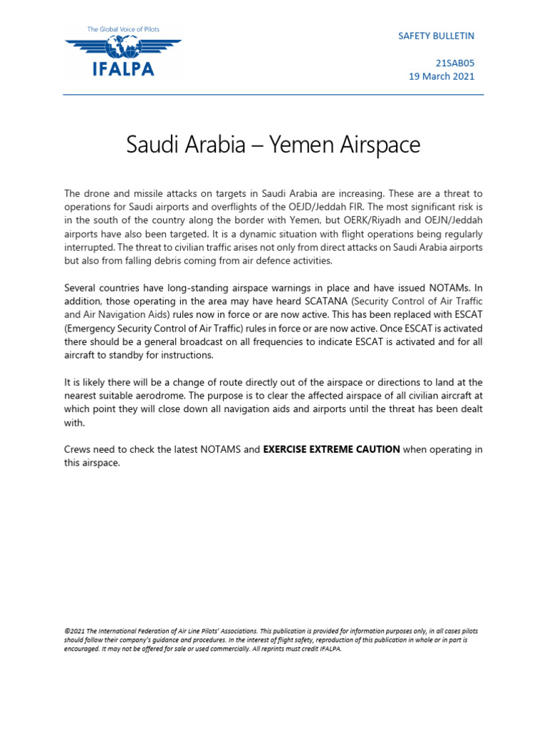 21sab05 Saudi Arabia Yemen Airspace | PDF