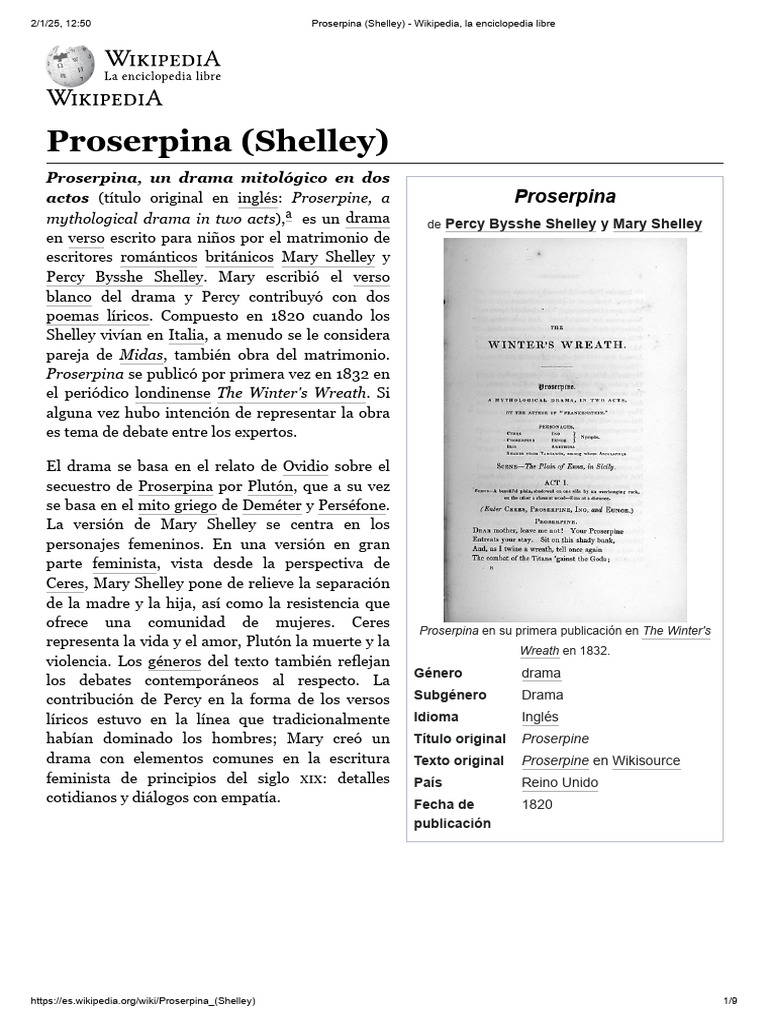 Proserpina (Shelley) | PDF