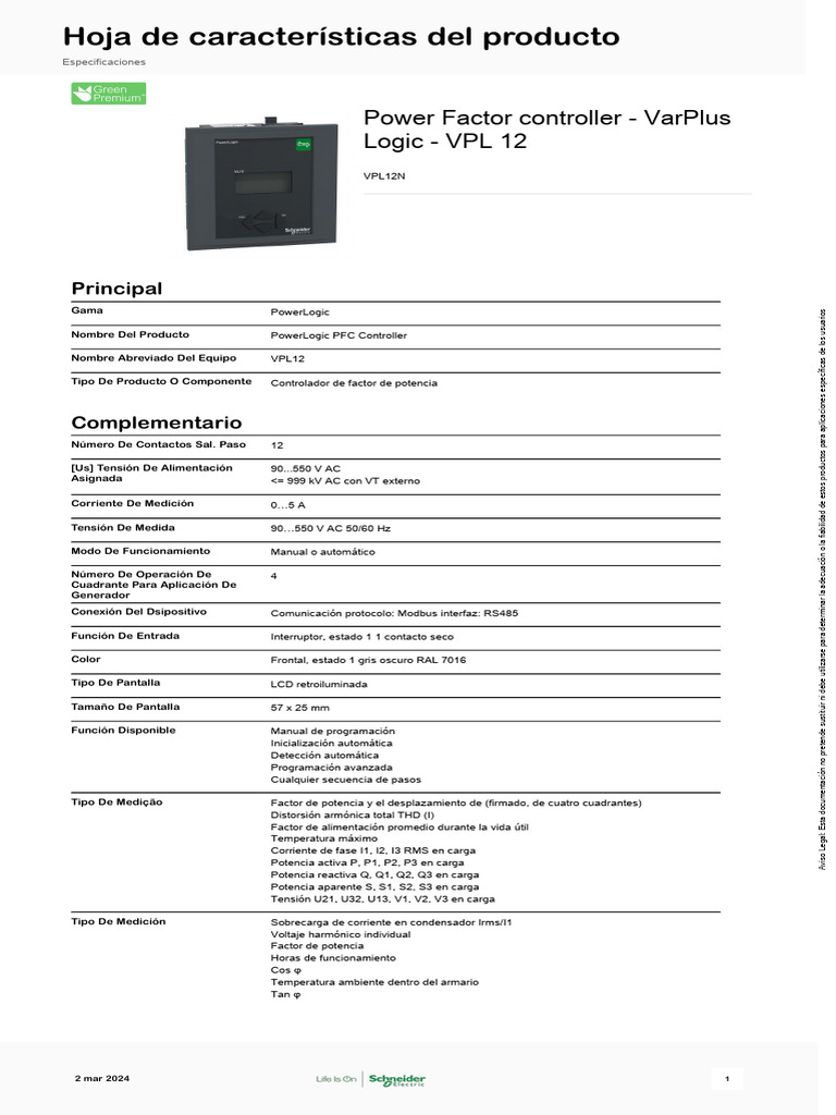 Schneider Electric - PowerLogic-PFC-Controller - VPL12N | PDF | Relé ...