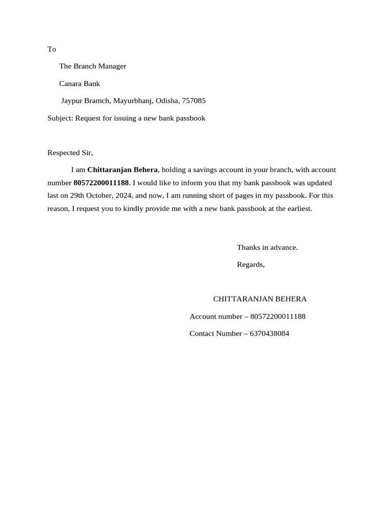 Application For New Passbook | PDF