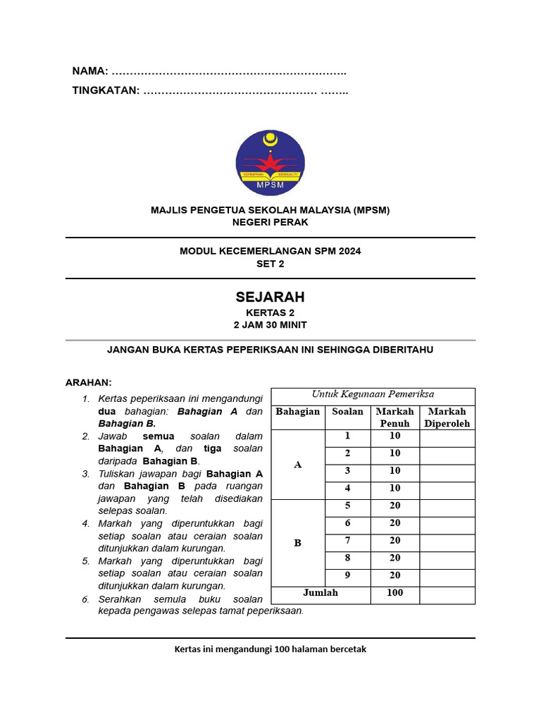 Modul Kecemerlangan Sejarah | PDF
