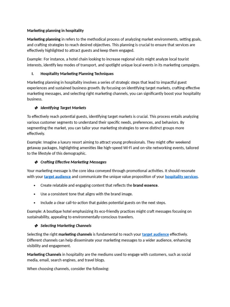 Effective Hospitality Marketing Strategies | PDF | Marketing | Swot ...