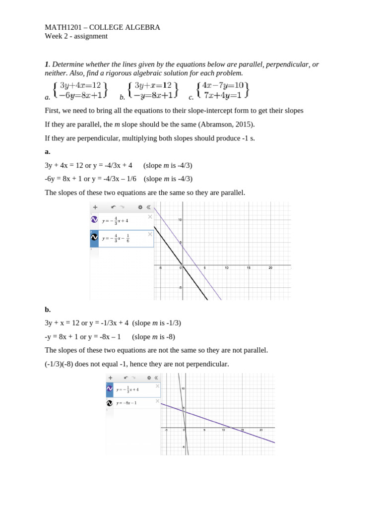 Math1201 Wk02 Assignment | PDF | Quadratic Equation | Equations