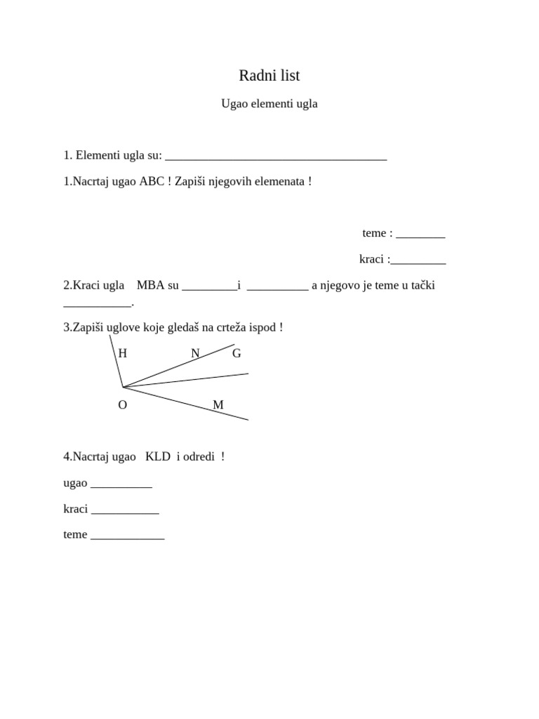 Ugao Radni List | PDF