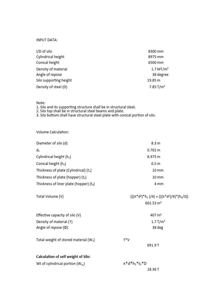 Silo Design Calculations and Analysis | PDF | Civil Engineering ...
