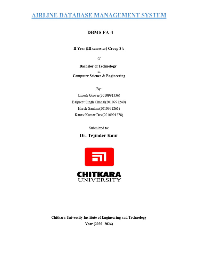 AIRLINE MANAGEMENT SYSTEM (Front Page) | PDF