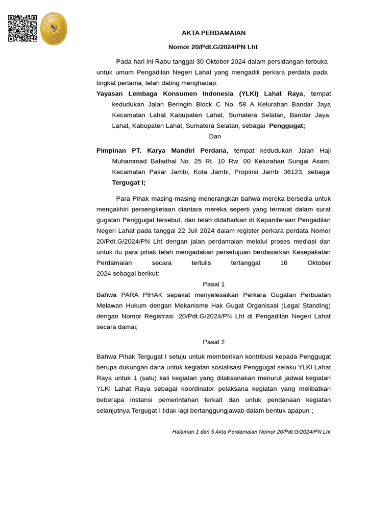 Putusan 20 PDT.G 2024 PN LHT 20241127091247 | PDF