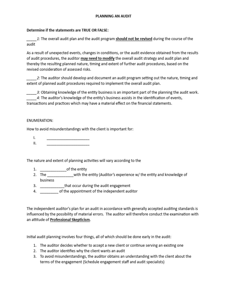 Practice - Audit Planning | PDF | Audit | Internal Control
