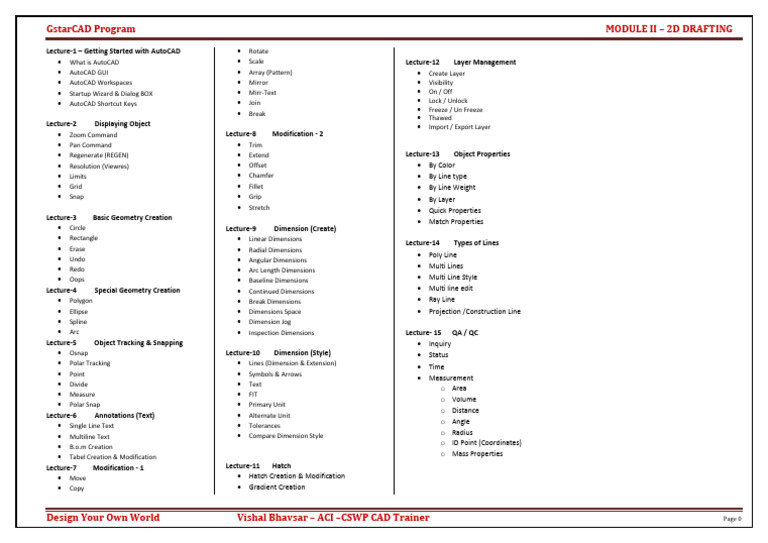 GStarCAD 2D Lacture Schedule 3 | PDF | Radius | Geometry