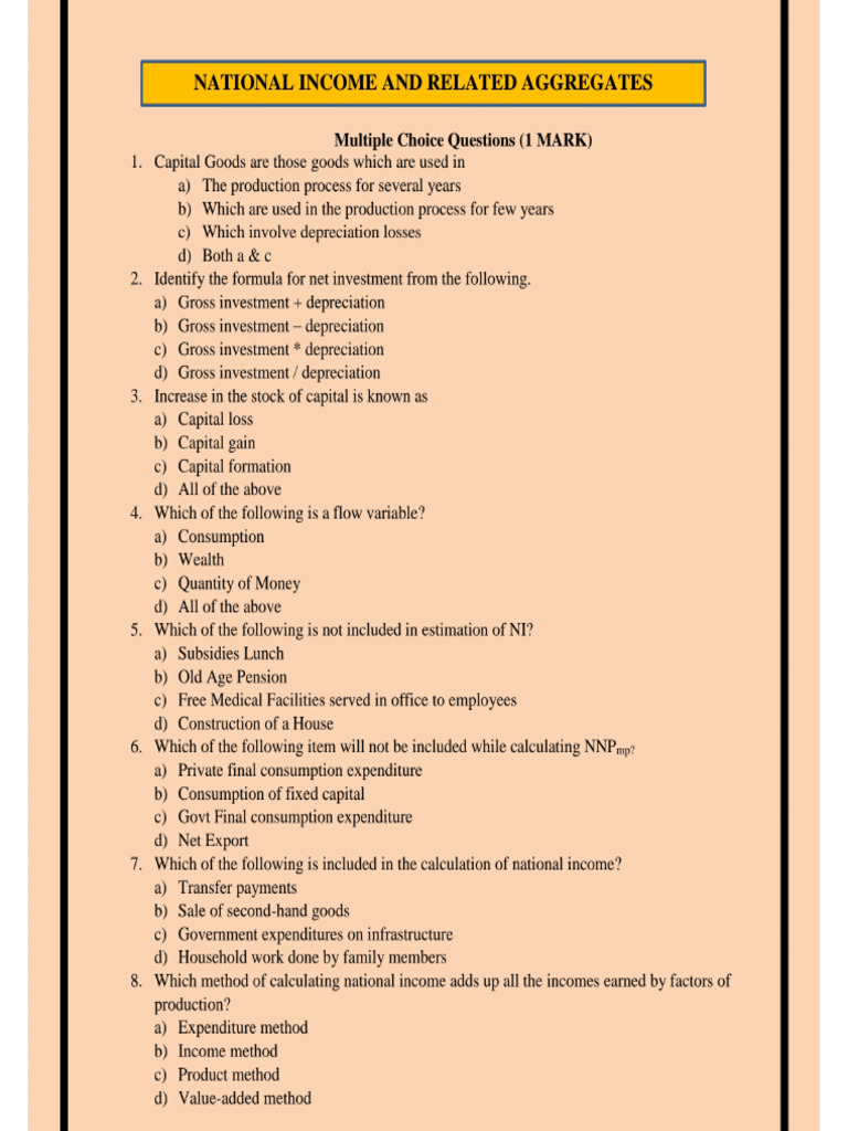 National Income Test-1 | PDF