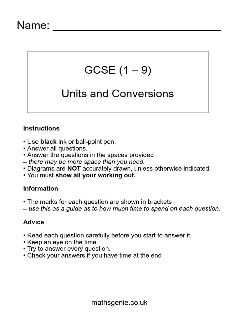 GCSE Units and Conversions Guide | PDF | Litre | Metrology