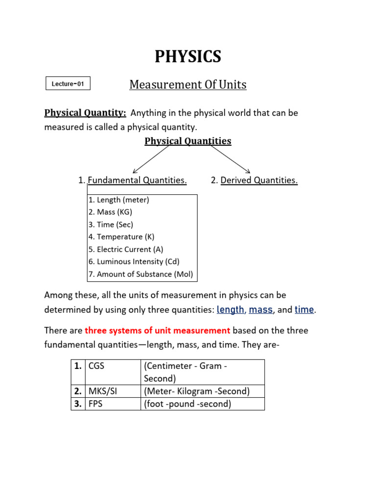 Physics Measurement of Unit | PDF