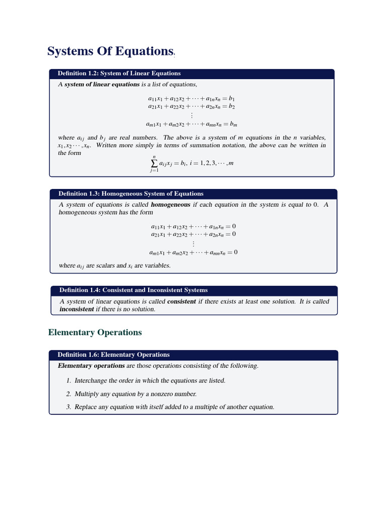 System Equations | PDF | Equations | System Of Linear Equations