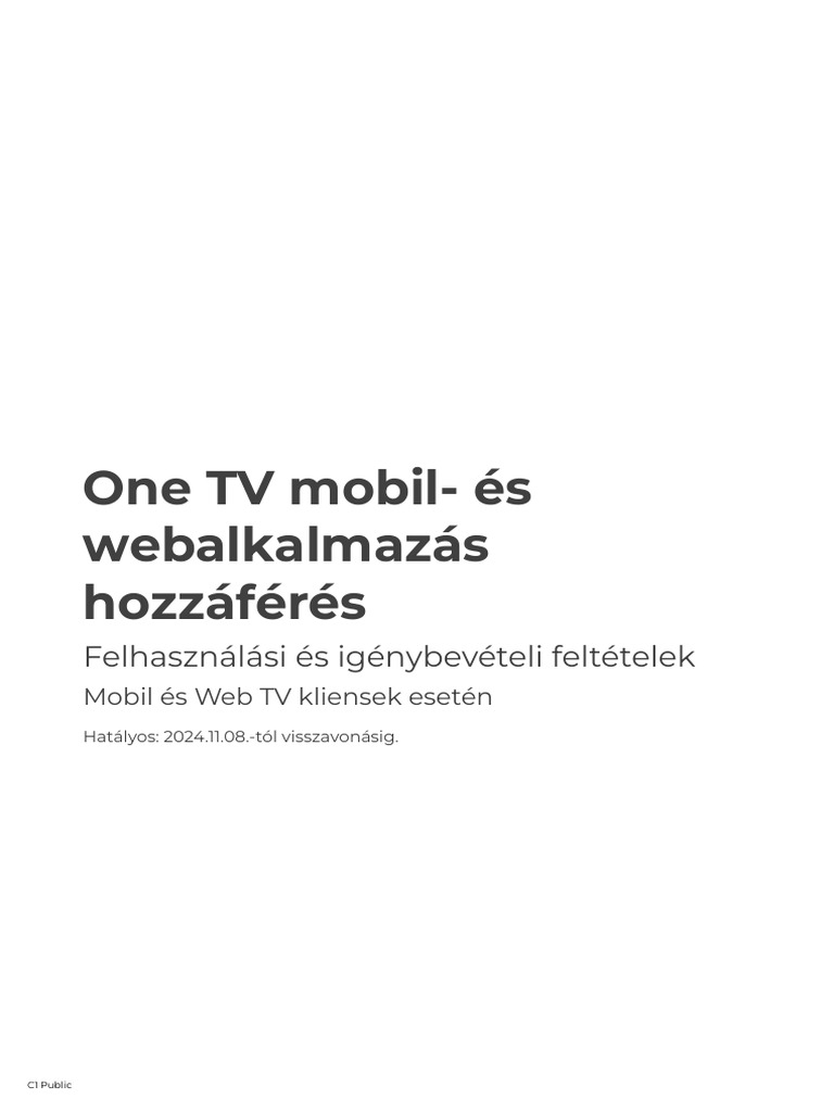 One TV Mobil Webtv Felhasznalasi Feltetelek | PDF