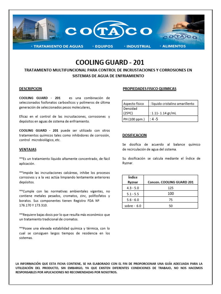 Cooling Guard 201: Control de Corrosión | PDF | Agua | Materiales