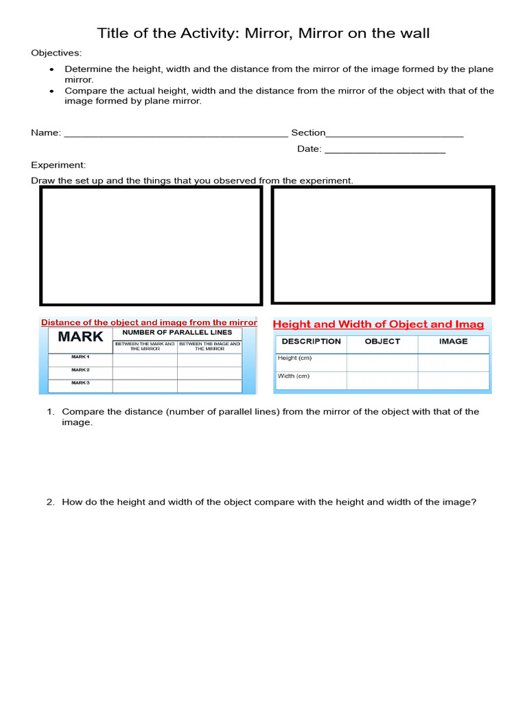 Activity Sheet Mirror Mirror On The Wall | PDF